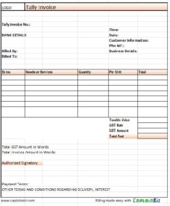 Tally Invoice Format and Tally Invoice Template – CaptainBiz