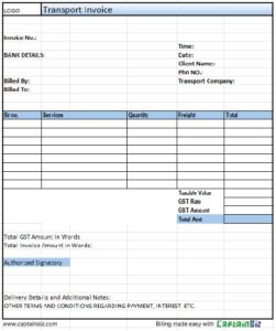 Transport Invoice Format and Transport Invoice Template – CaptainBiz