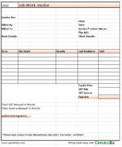 Job-Work Invoice Format and Job-Work Invoice Template – CaptainBiz