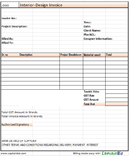 Interior-Design Invoice Format and Interior-Design Invoice Template ...