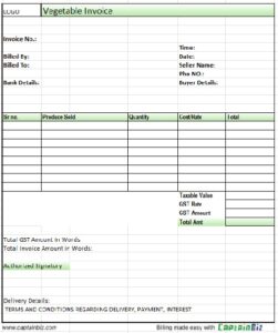 Vegetable Invoice Format and Vegetable Invoice Template – CaptainBiz